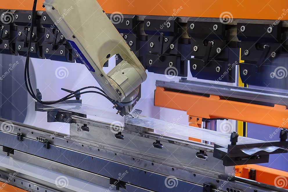 Close Up the Sheet Metal Bending Process by Robotic Arm Stock Image ...