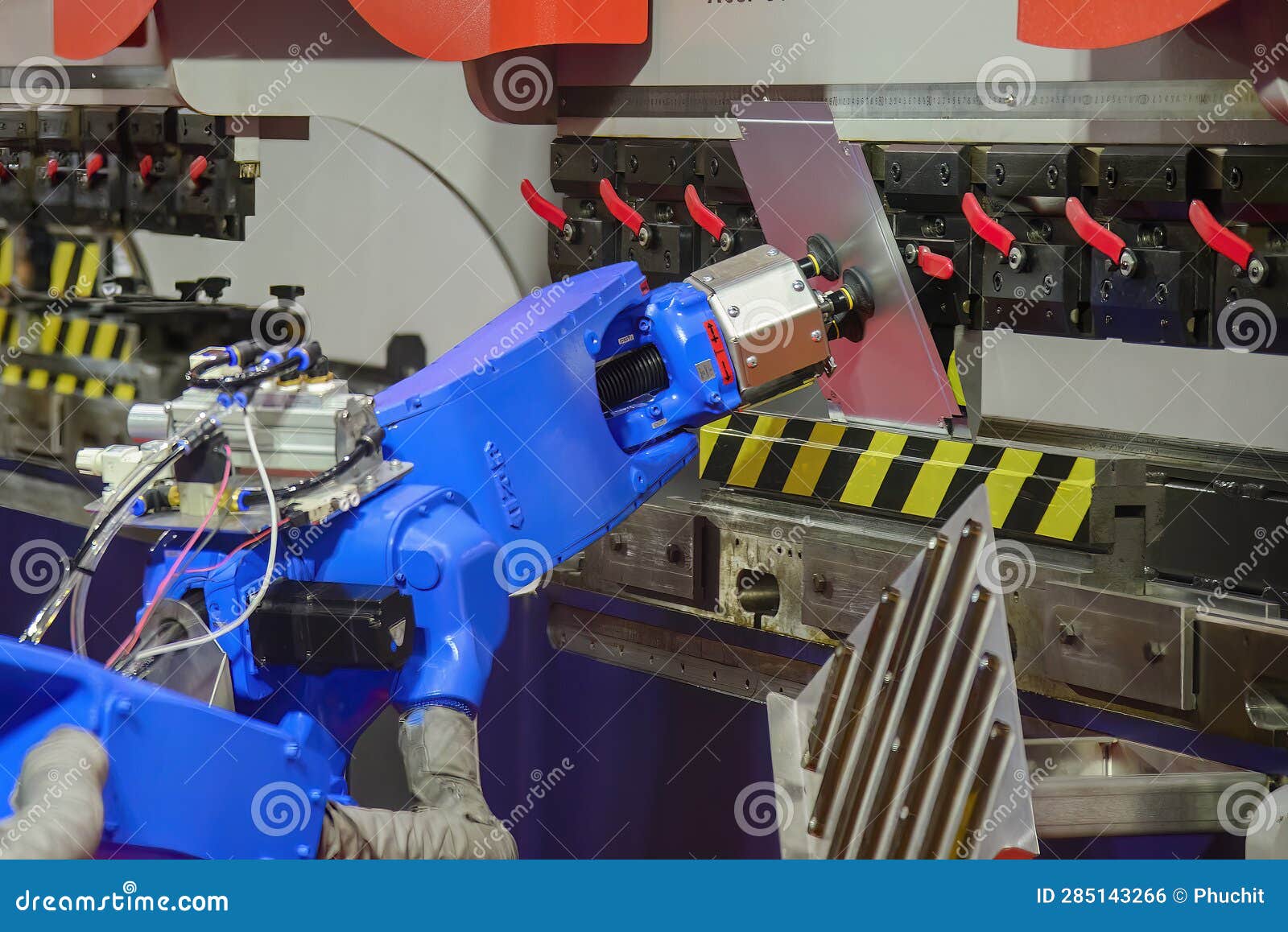 Close Up the Sheet Metal Bending Process by Robotic Arm Stock Photo ...