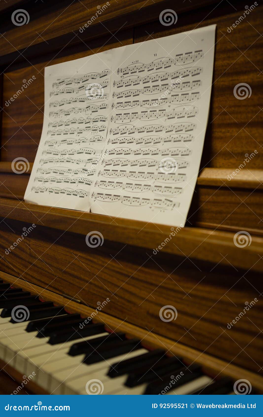 Close Up of Sheet Music on Piano Stock Image - Image of button, life ...