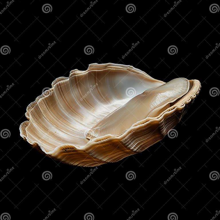 A Close Up of a Shell on a Black Background Stock Illustration ...