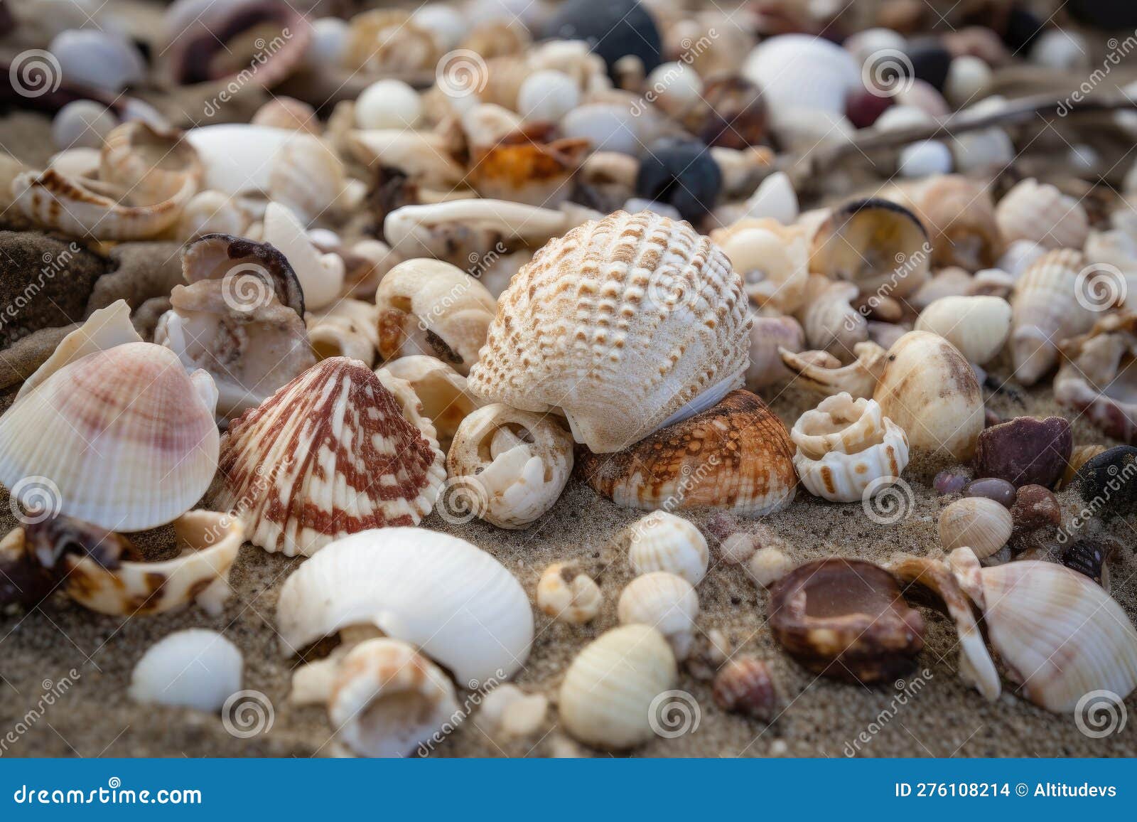 Close-up of Shells and Other Beachcombing Treasures Stock Photo - Image of scallop, ocean: 276108214