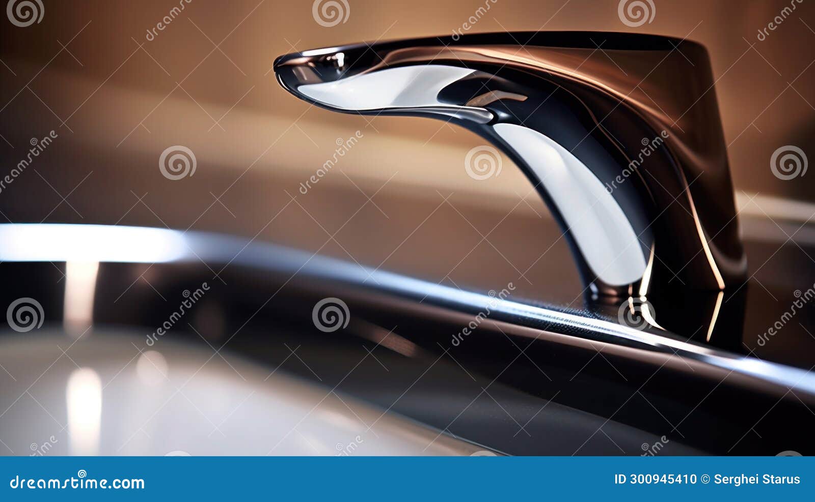 A Close Up of a Shiny Silver Faucet on the Side of a Sink, AI Stock ...