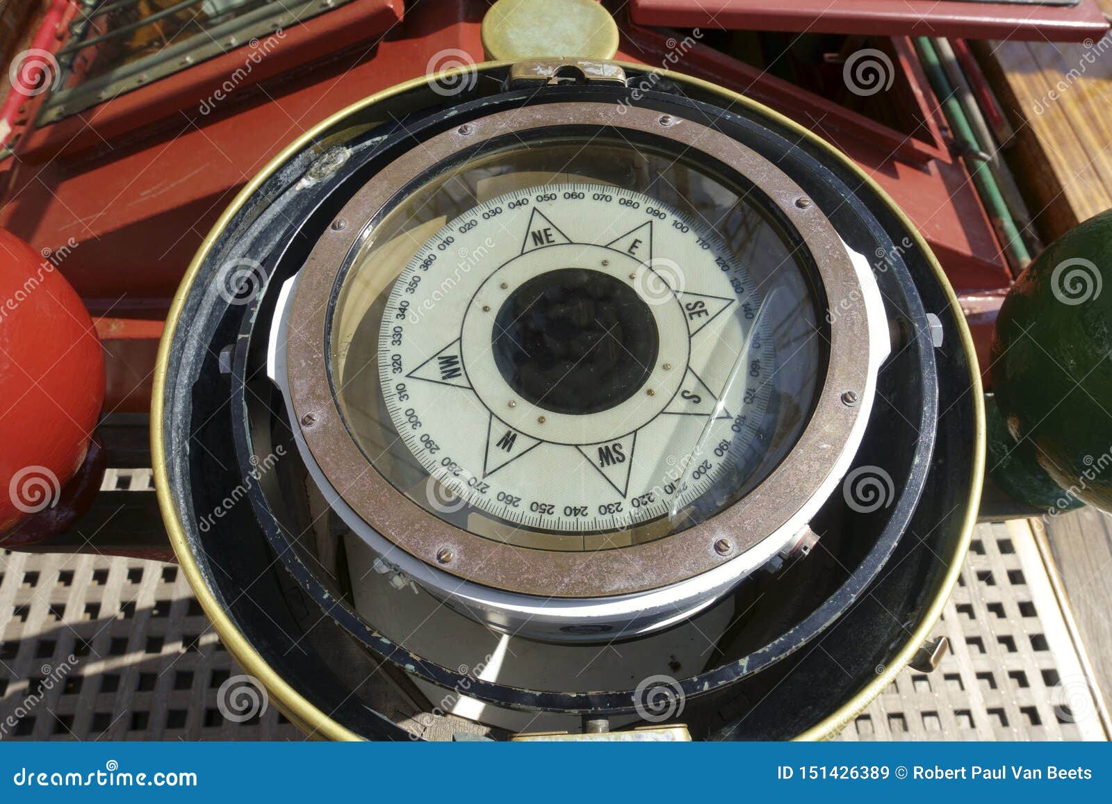 Ship compass in close up stock image. Image of close - 151426389