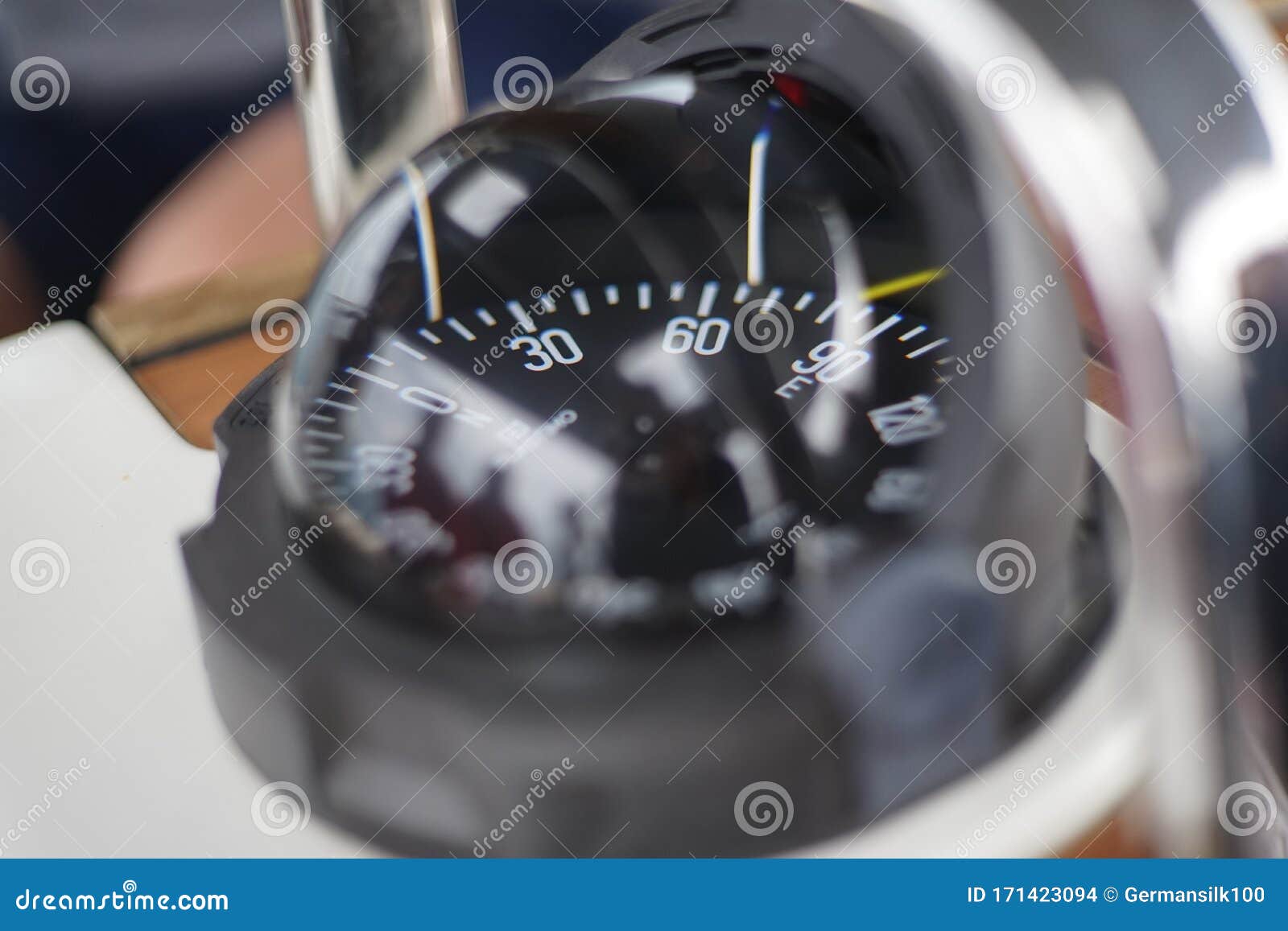 Close-up of Ship Compass on Sailing Boat Stock Photo - Image of marina ...
