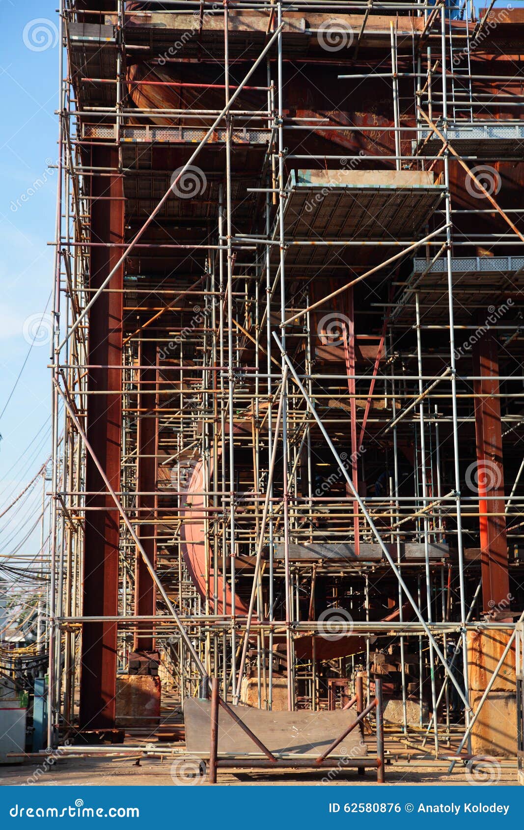 Close Up of Ship Under Construction with Scaffolding Stock Photo ...