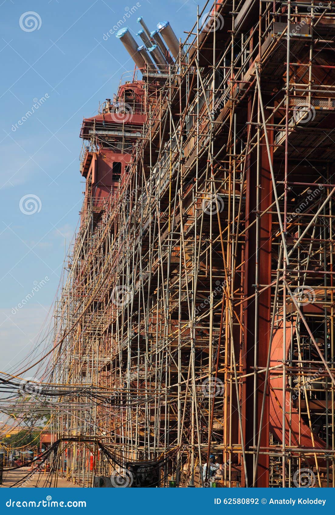 Close Up of Ship Under Construction with Scaffolding Stock Photo ...