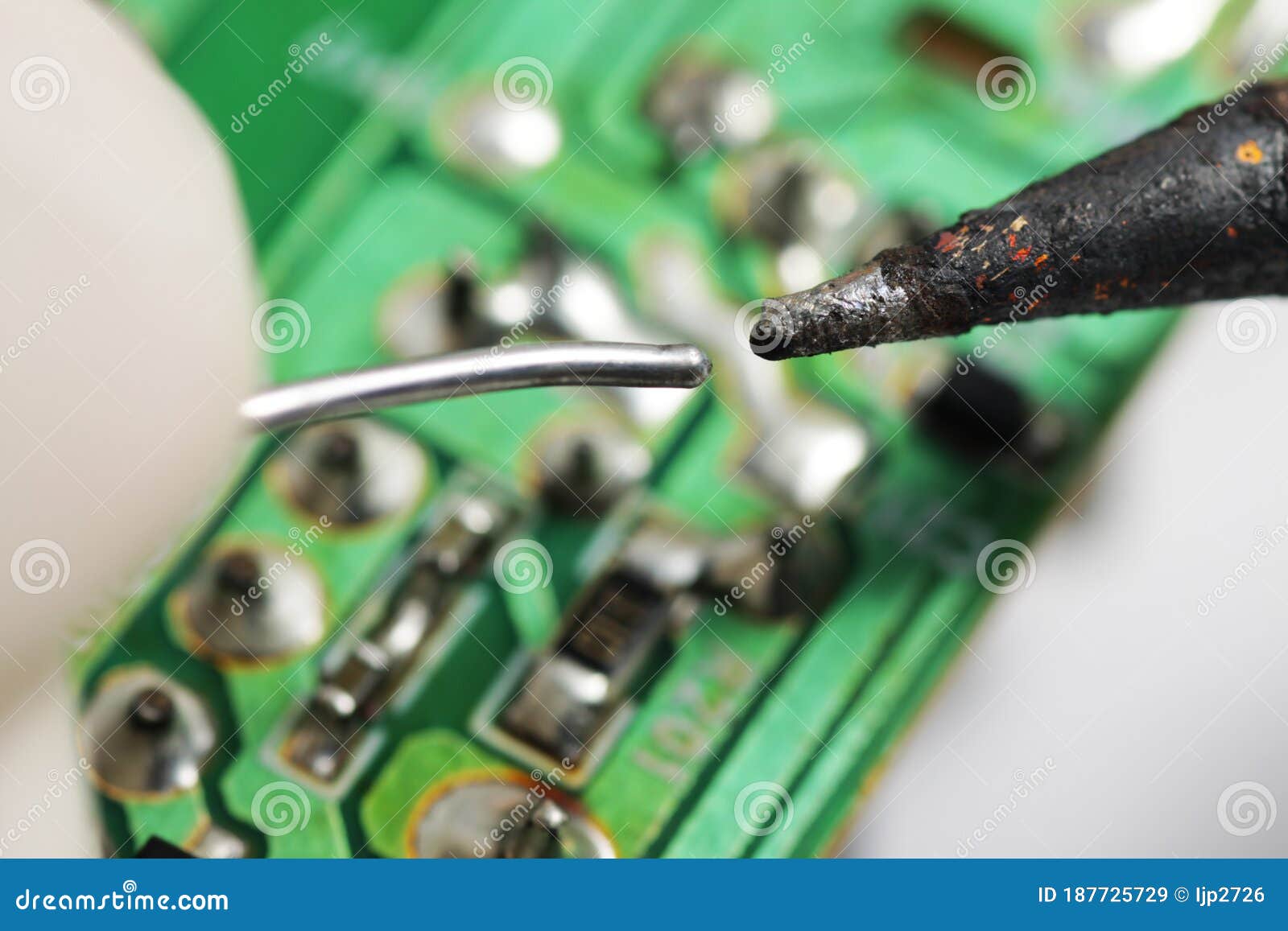 Close Up Shoot of Soldering Process SMD / Surface Mount Component Stock ...