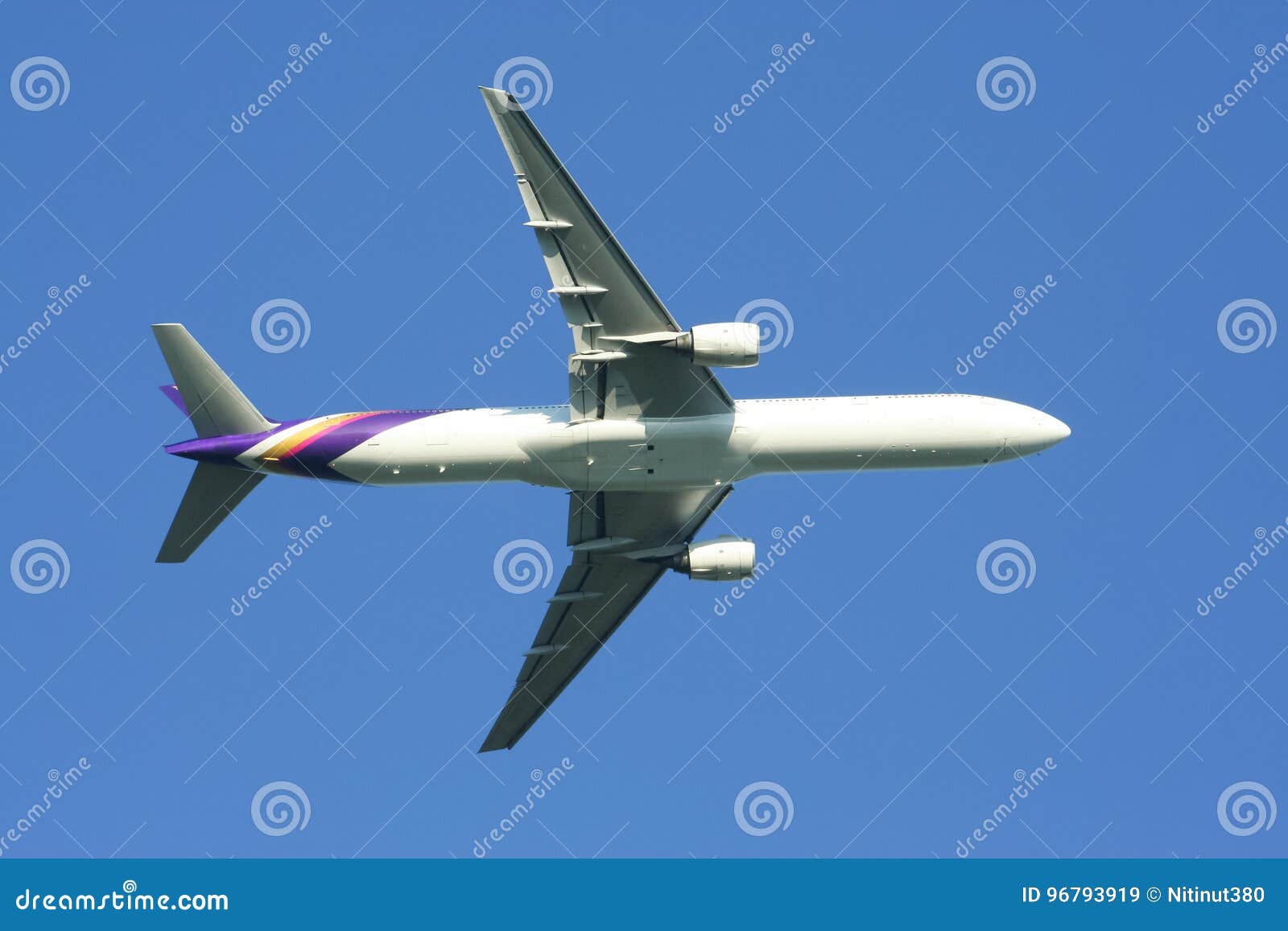 Close Up Shot of Airplane Take Off in Blue Sky Stock Image - Image of ...