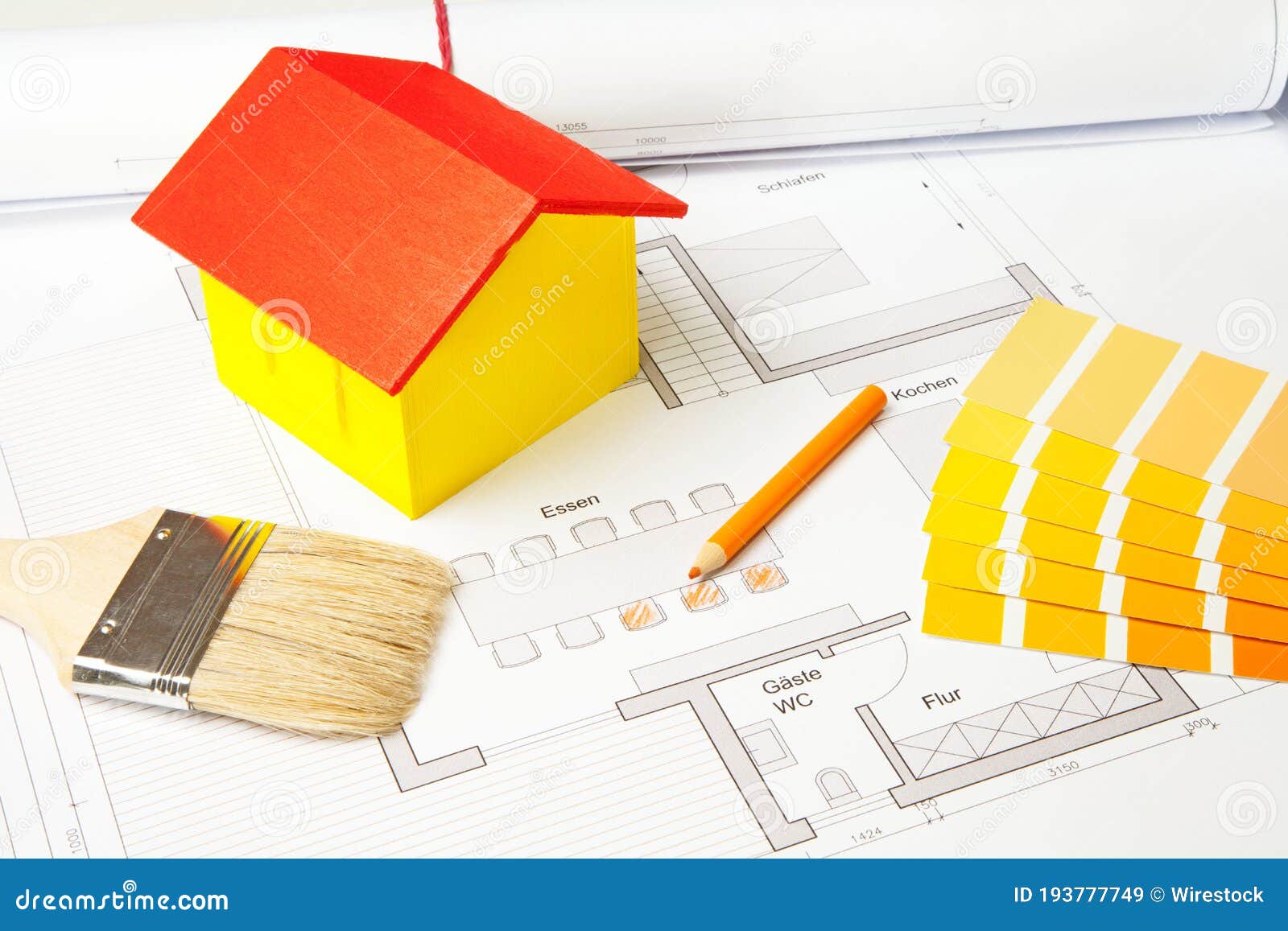 Close Up Shot of Architect`s Tools on a Blueprint Stock Image - Image ...