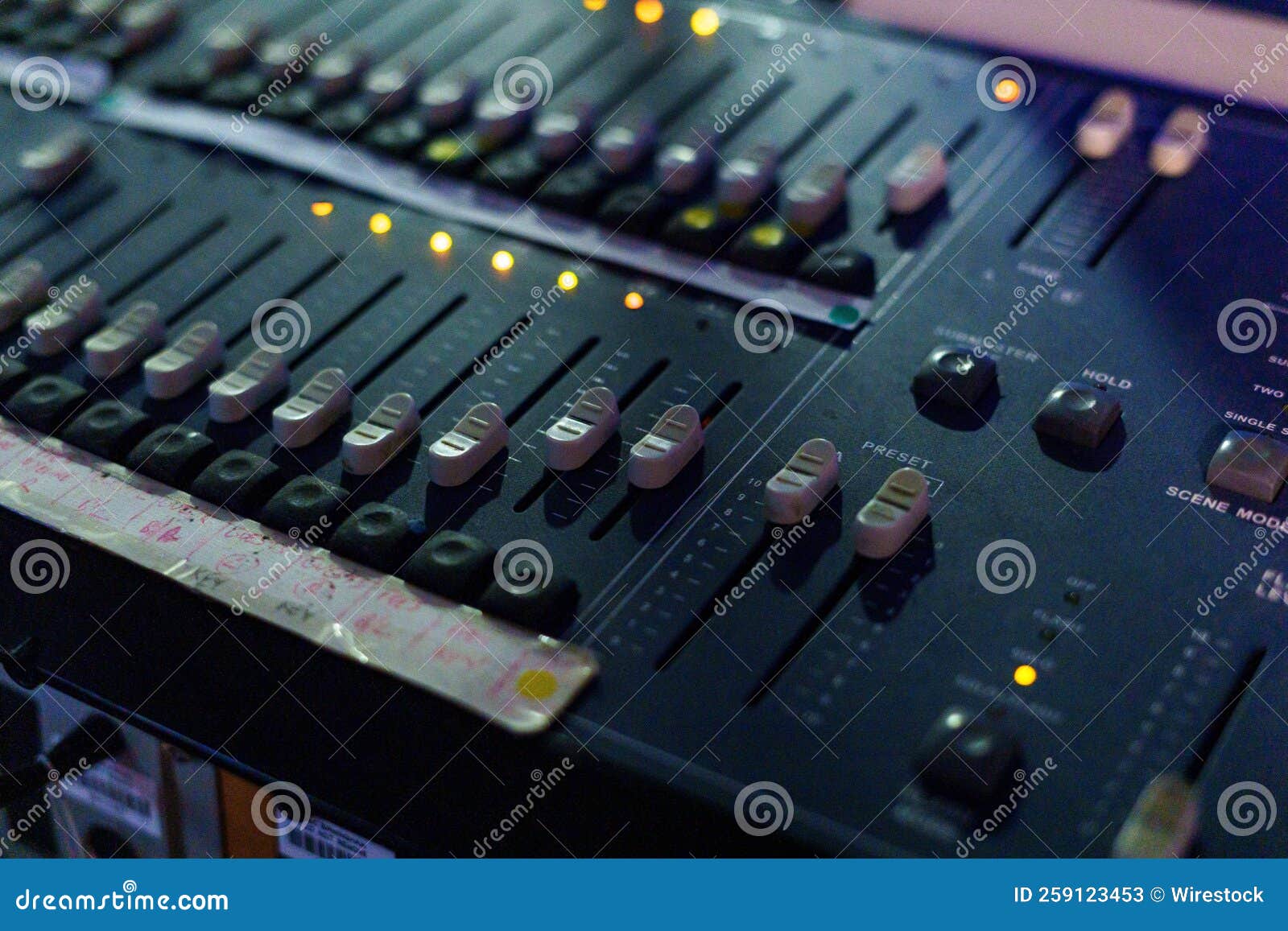 Close-up Shot of an Audio Mixing Desk Controls Stock Image - Image of ...