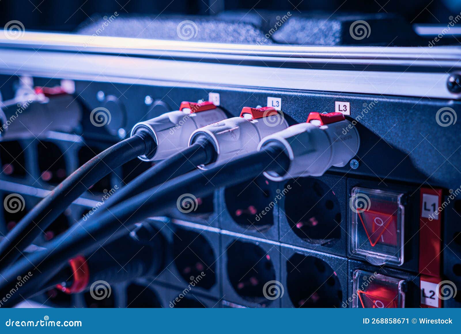 Close-up Shot of Audio Stage Power Connectors in a Studio Stock Image ...