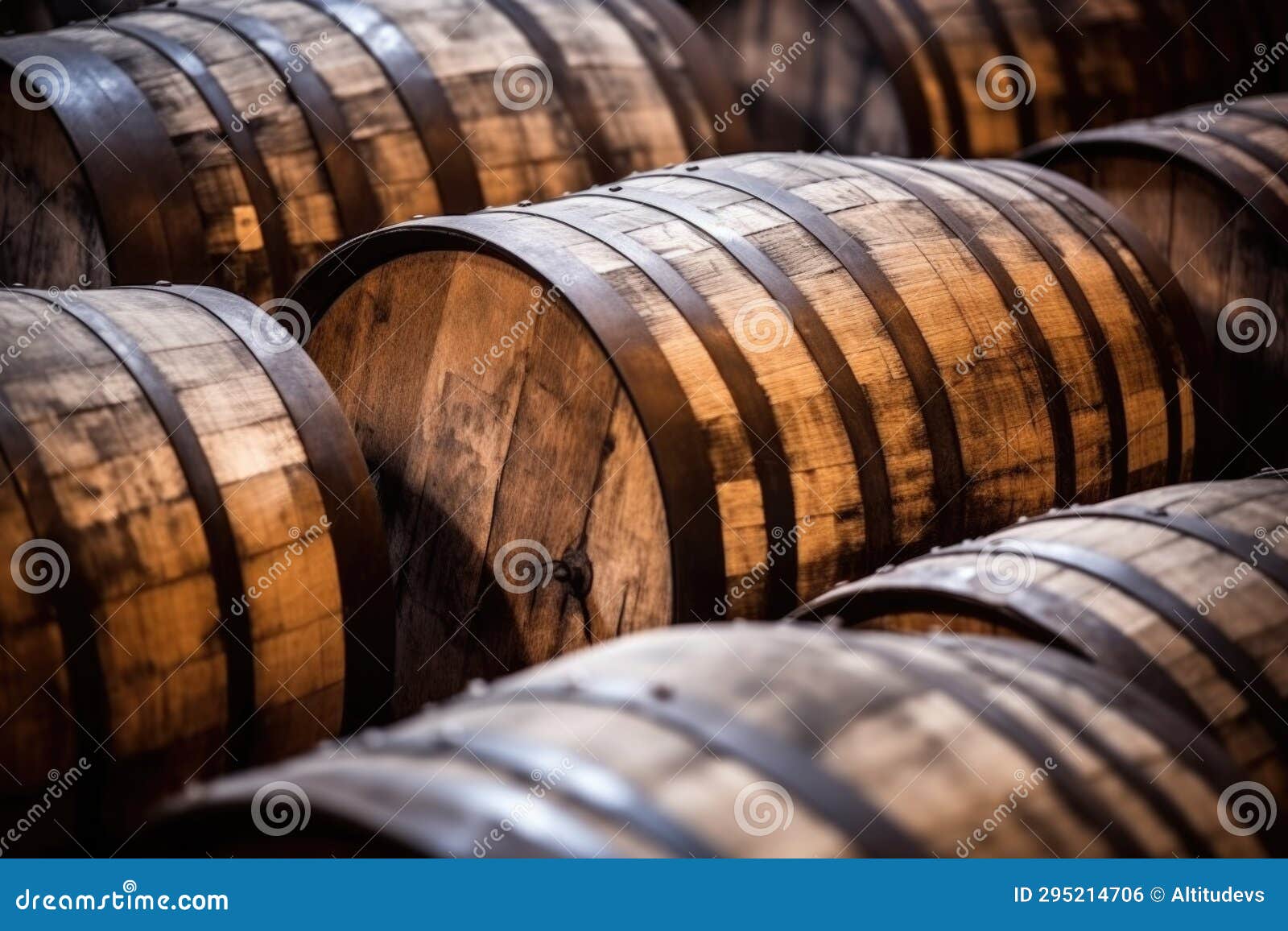 Close-up Shot of the Barrels with Focus on Wood Texture Stock Photo ...