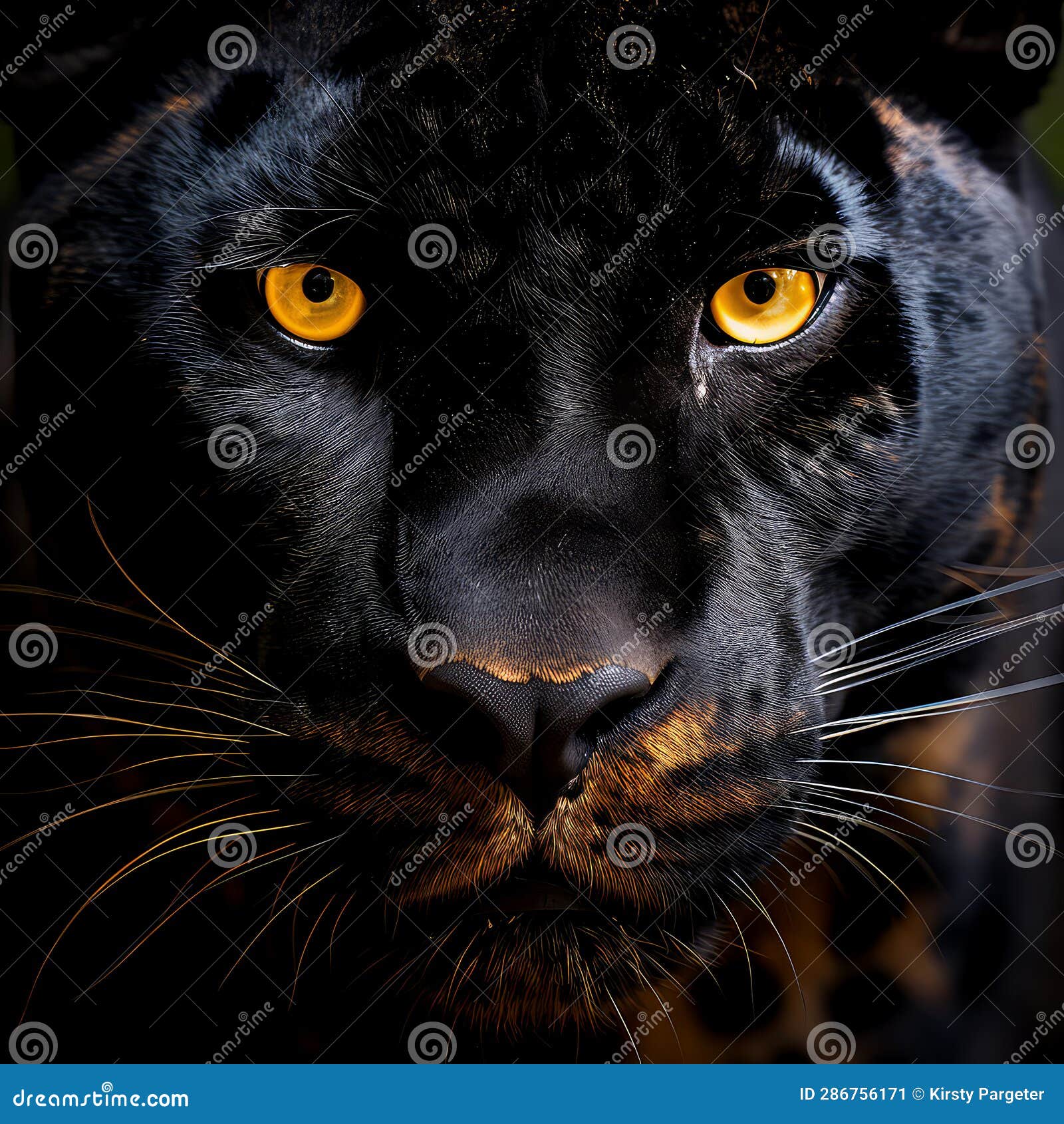 Close Up Shot of Black Panther Looking Directly at the Camera Stock ...