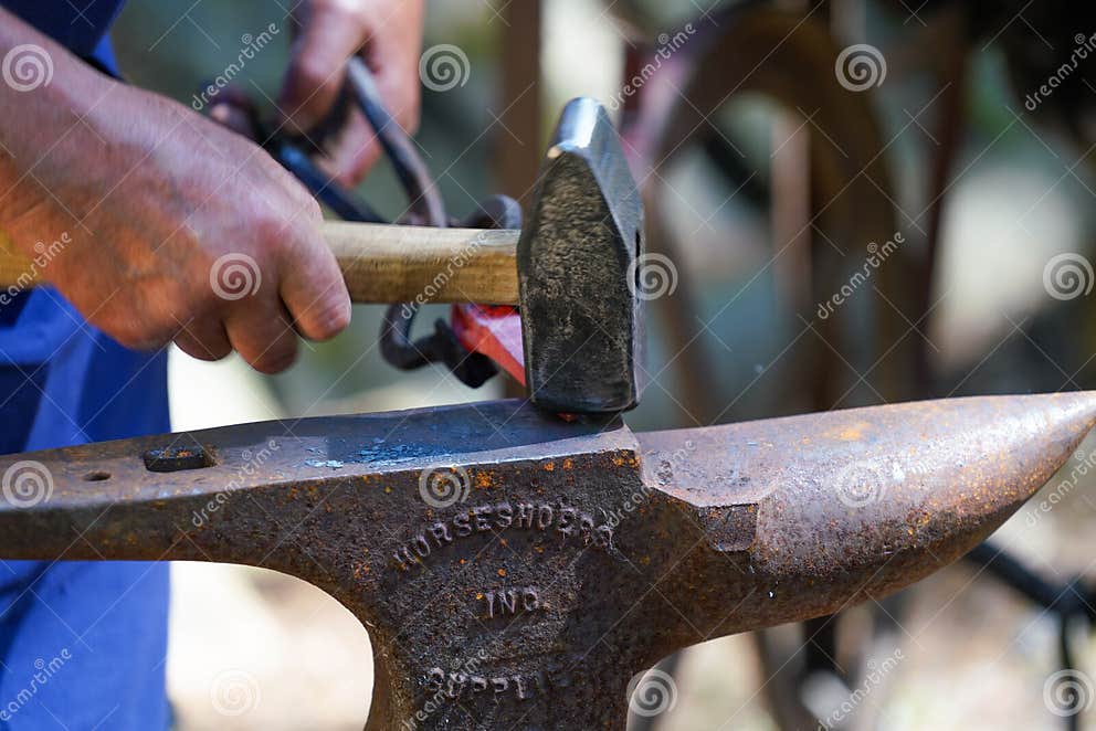 Close-up Shot of a Blacksmith Working with a Hammer Editorial Image ...
