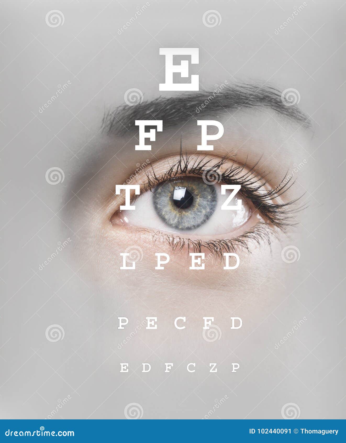 Eye Vision Test Chart Seen Through Eye Glasses, White Background ...