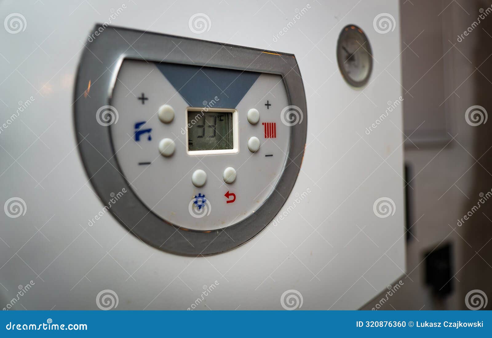 Boiler Control Panel Displaying 33 Degrees Stock Photo - Image of ...