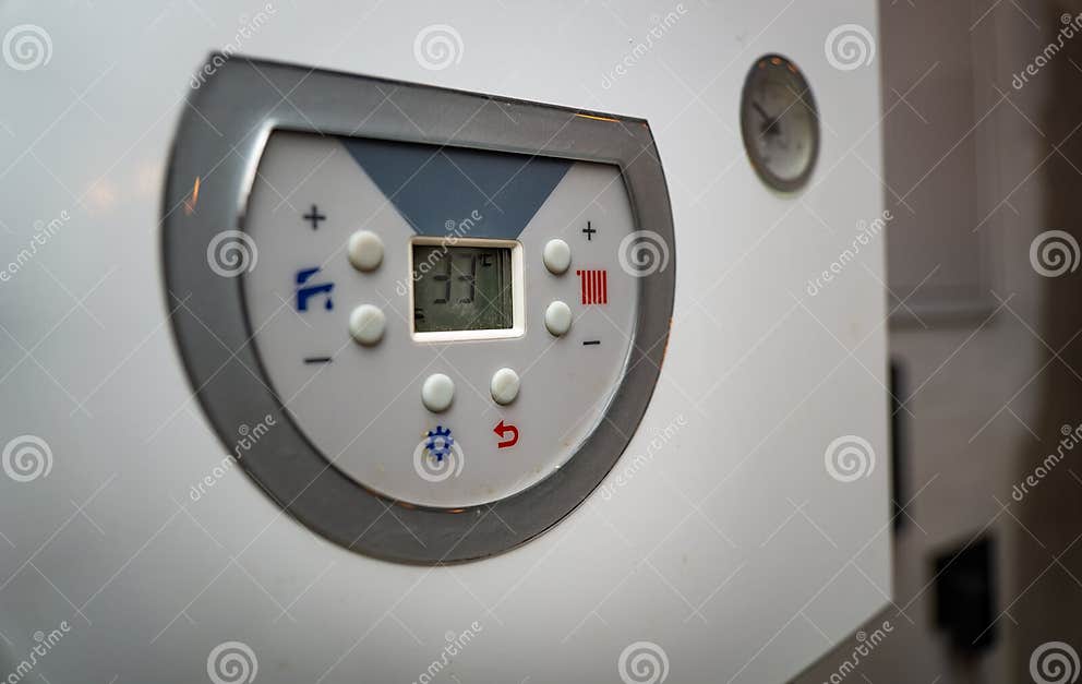 Boiler Control Panel Displaying 33 Degrees Stock Photo - Image of ...