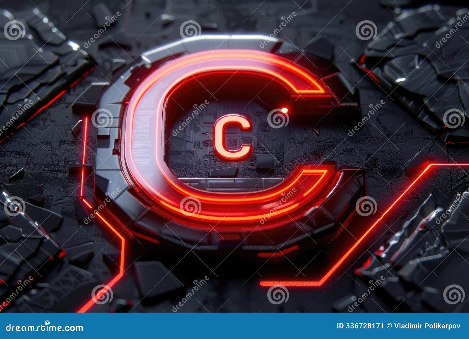 Close-up Shot of a Bright Neon Letter C Stock Image - Image of ...