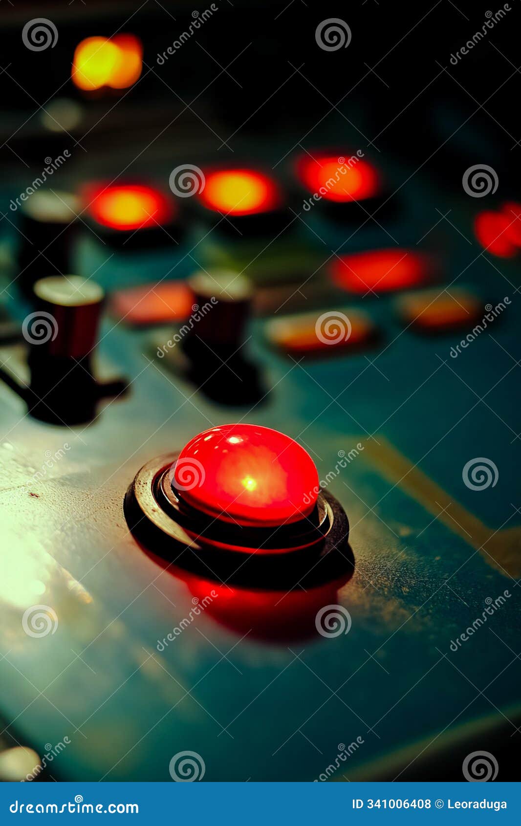A Close-up Shot of a Bright Red Nuclear Button on a Control Panel ...