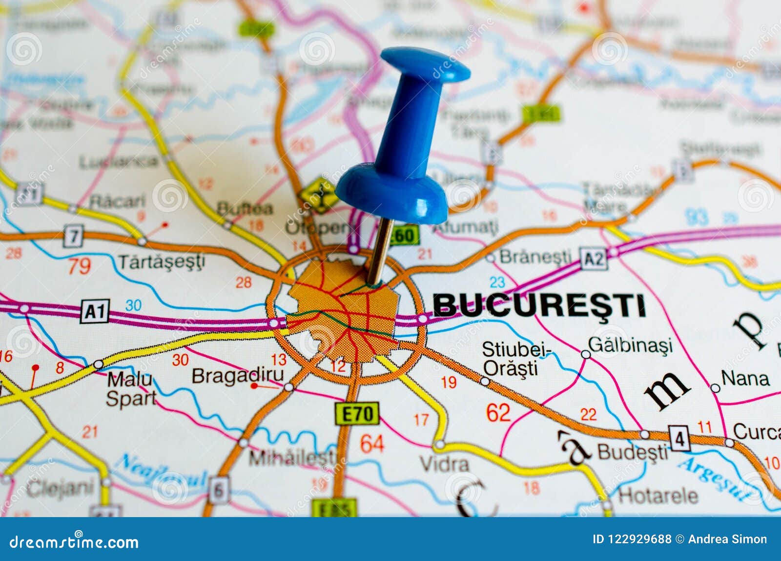 Bucharest on map stock photo. Image of blue, destination - 122929688