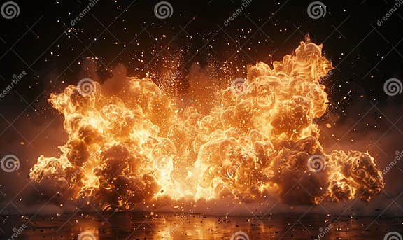 Close-up Shot of a Burst of Flames in a Controlled Explosion Stock ...