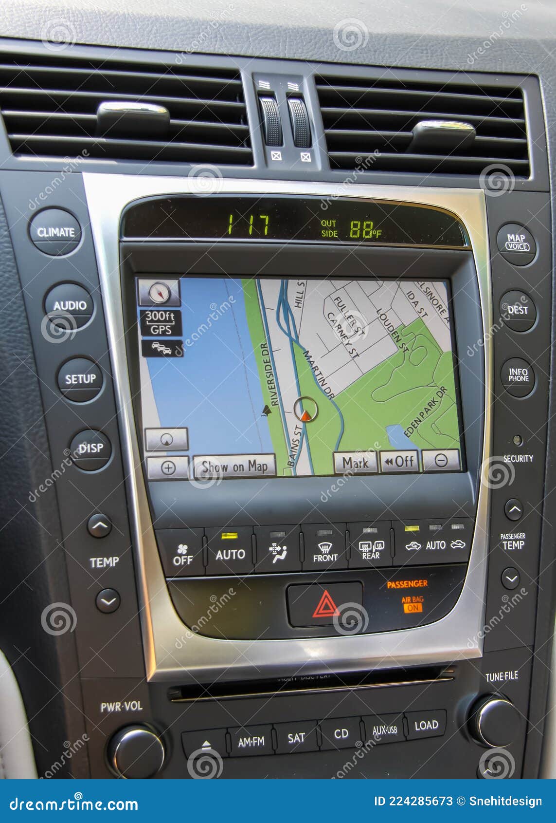 Close Up Shot of Center Stack Information Display Stock Image - Image ...