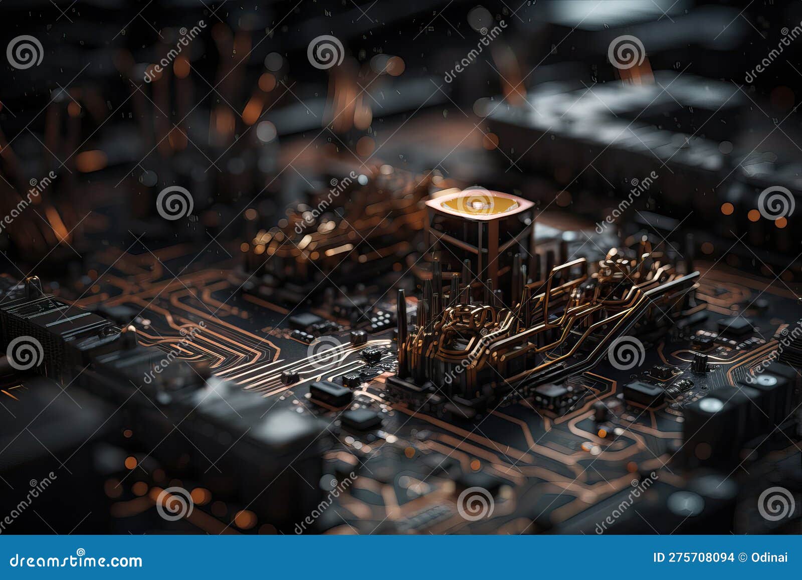 Close Up Shot of Circuit Cyberspace Board with Computer Motherboard ...