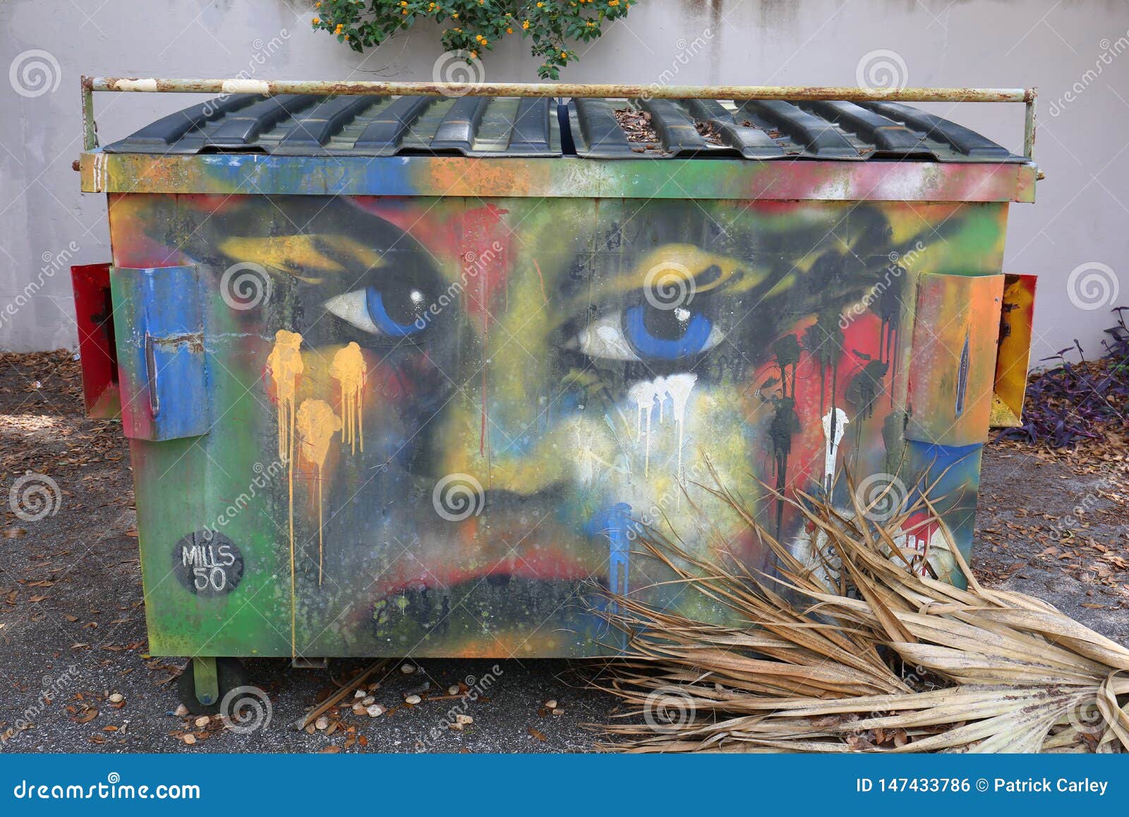 Dumpster with Graffiti Close UP Editorial Photo - Image of shot ...