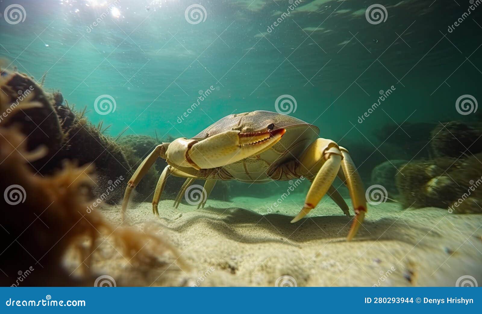 Close-up Shot of Colorful Mangrove Crab in the Underwater World ...