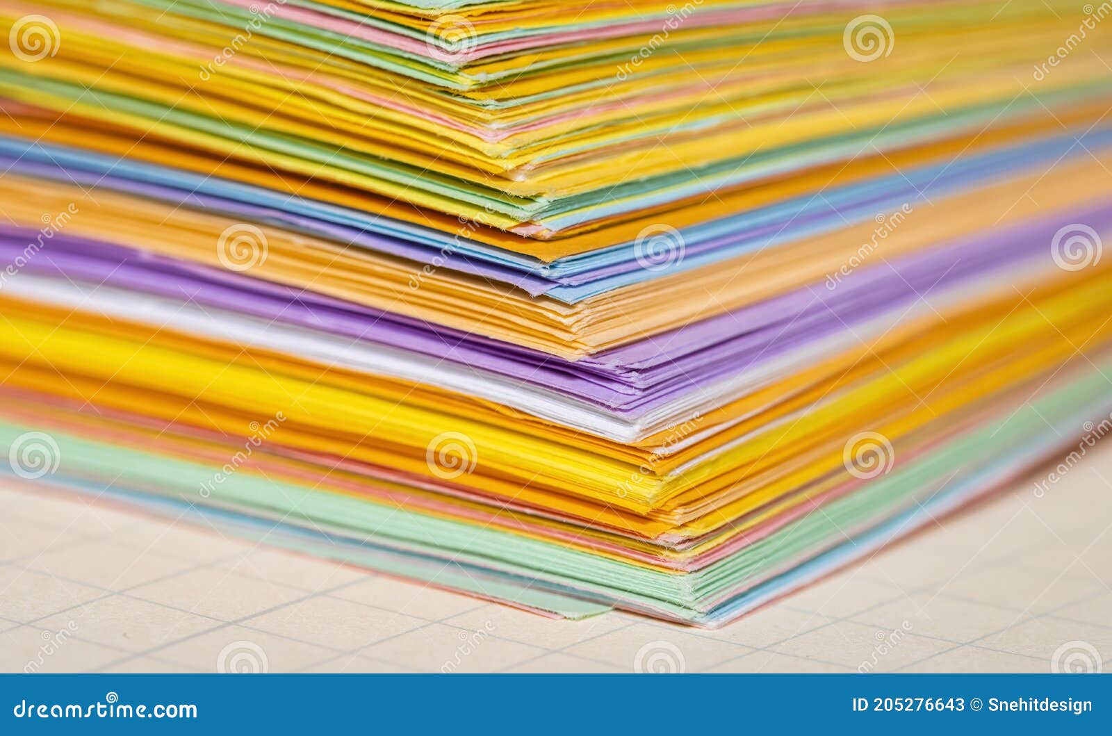 Close Up Shot of Colorful Stack of Paper Stock Image - Image of shot ...
