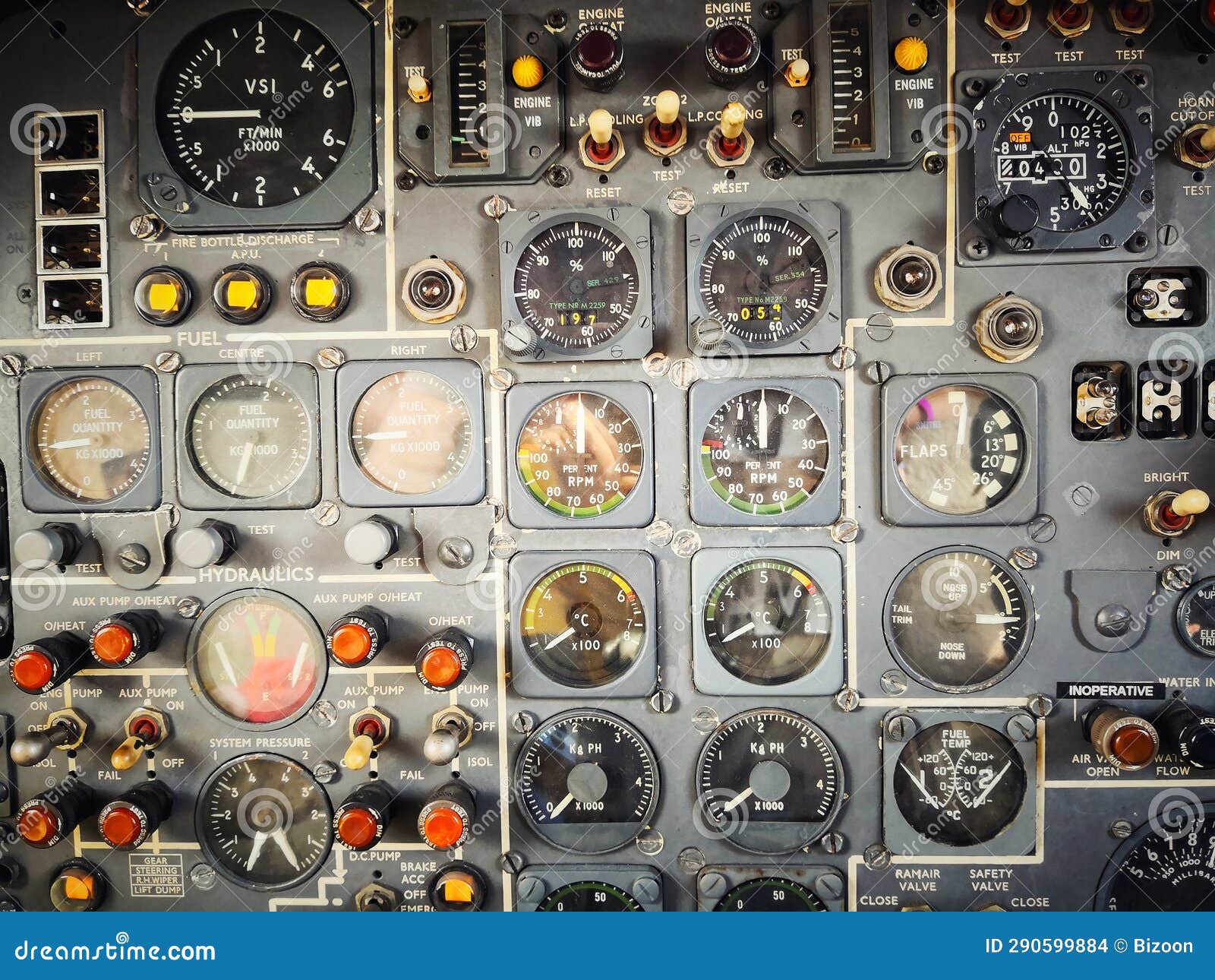 Control Panel in a Plane Cockpit Stock Photo - Image of gauge, flying ...