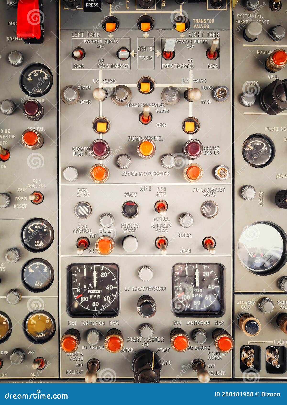 Control Panel in a Plane Cockpit Stock Photo - Image of lever, airline ...