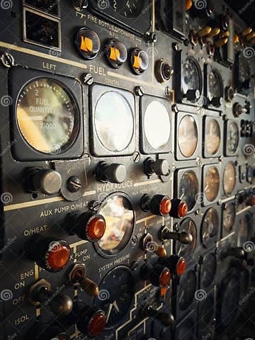 Control Panel in a Plane Cockpit Stock Image - Image of close, indoor ...