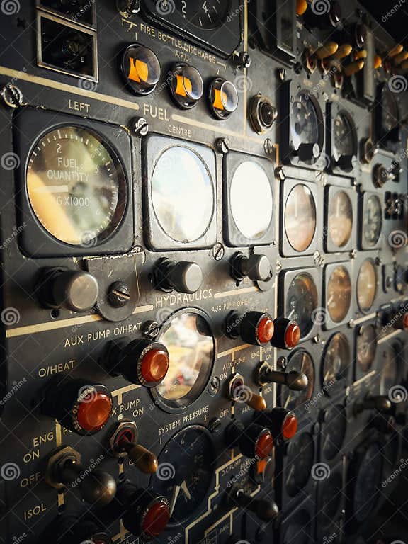 Control Panel in a Plane Cockpit Stock Image - Image of close, indoor ...