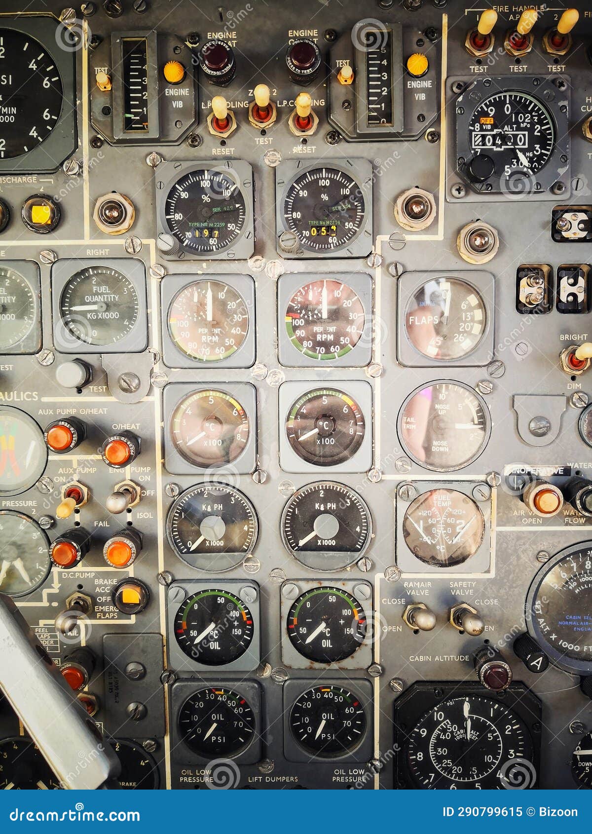 Control Panel in a Plane Cockpit Stock Image - Image of display, lever ...