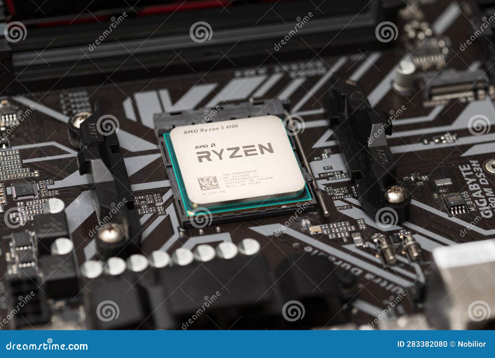 Close-up Shot of the CPU on a Computer Mainboard Editorial Image ...