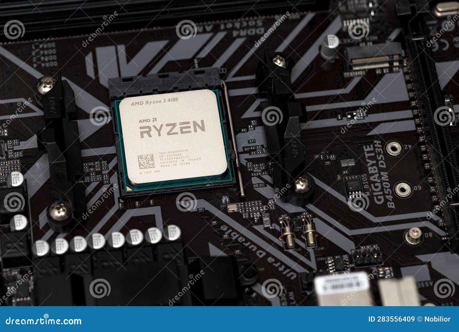 Close-up Shot of the CPU on a Computer Mainboard Editorial Stock Image ...