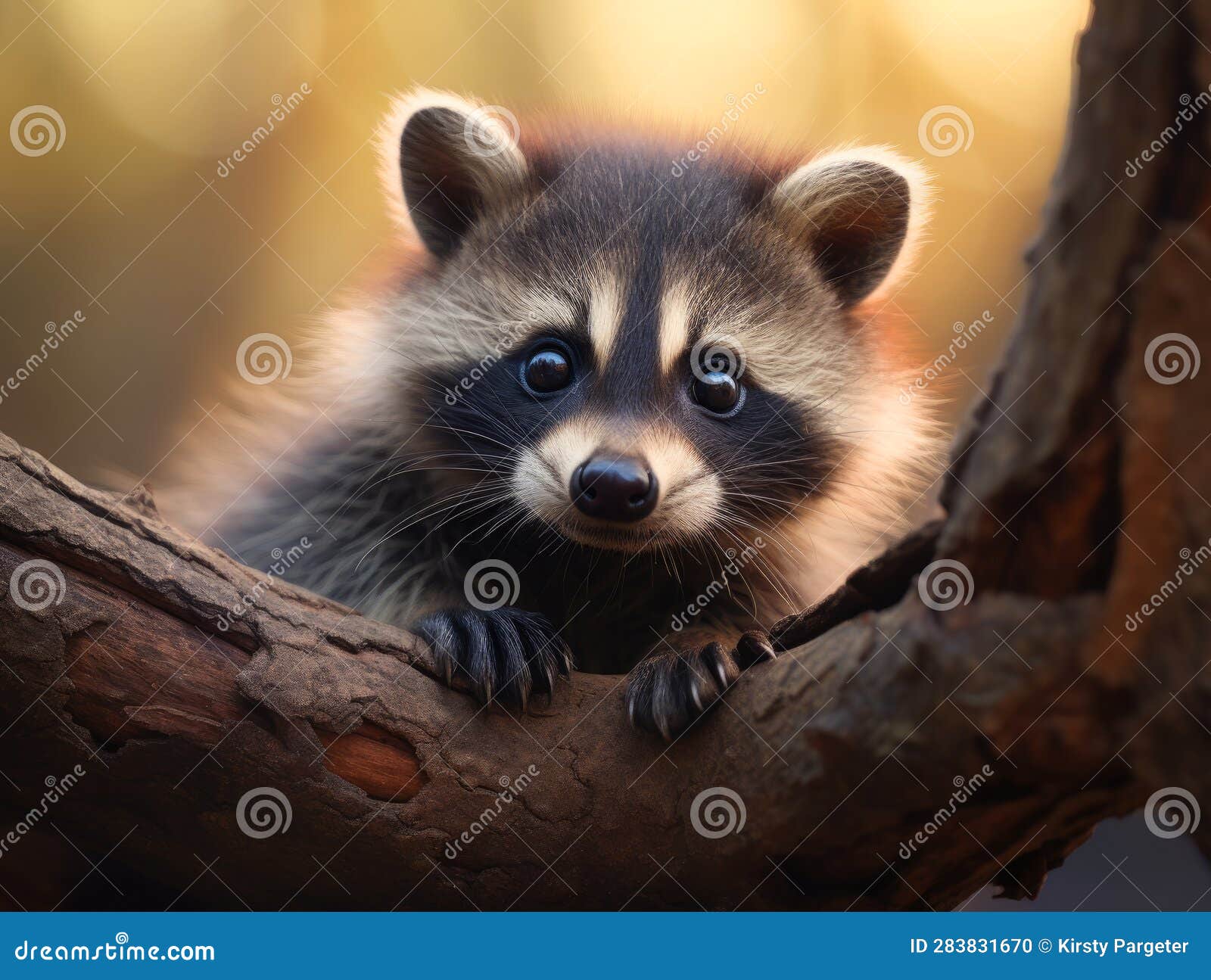 Close Up Shot of Cute Racoon Looking at the Camera Stock Illustration ...