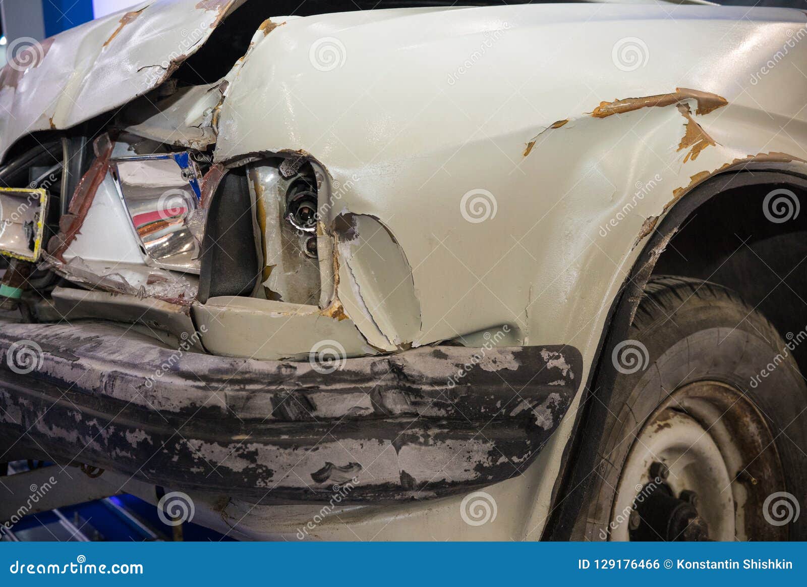 Close Up Shot of Damaged Car. Front Damage Stock Photo - Image of ...
