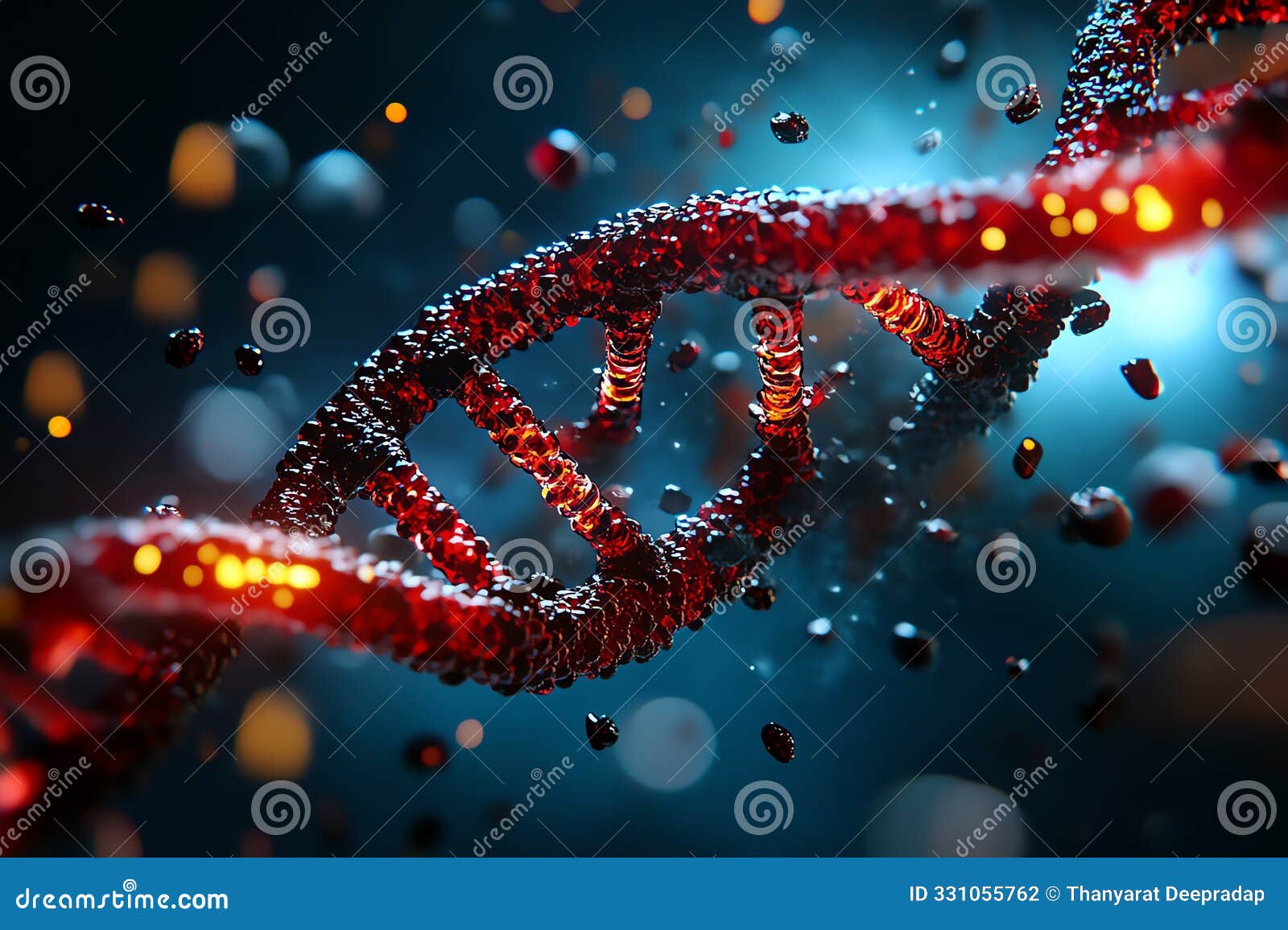 A Close-up Shot of a Double Helix of DNA Being Unwound during the ...