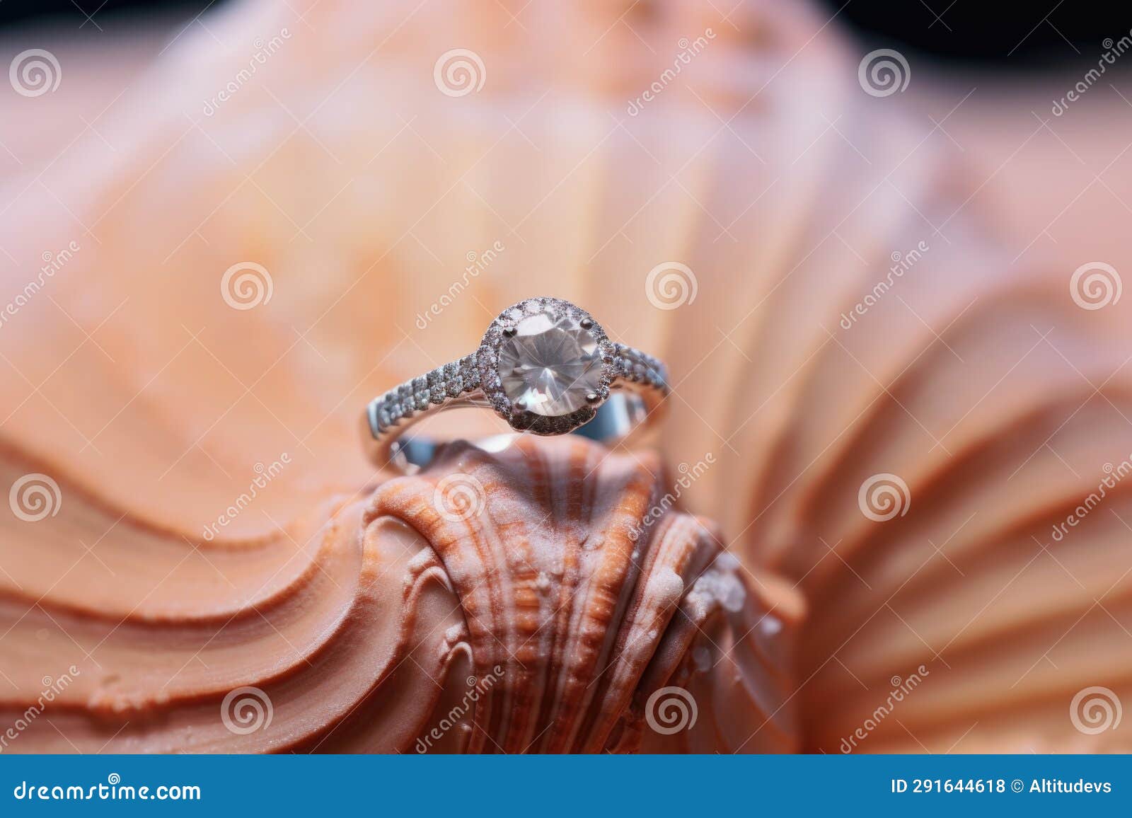 Close-up Shot of an Engagement Ring Inside a Seashell Stock ...