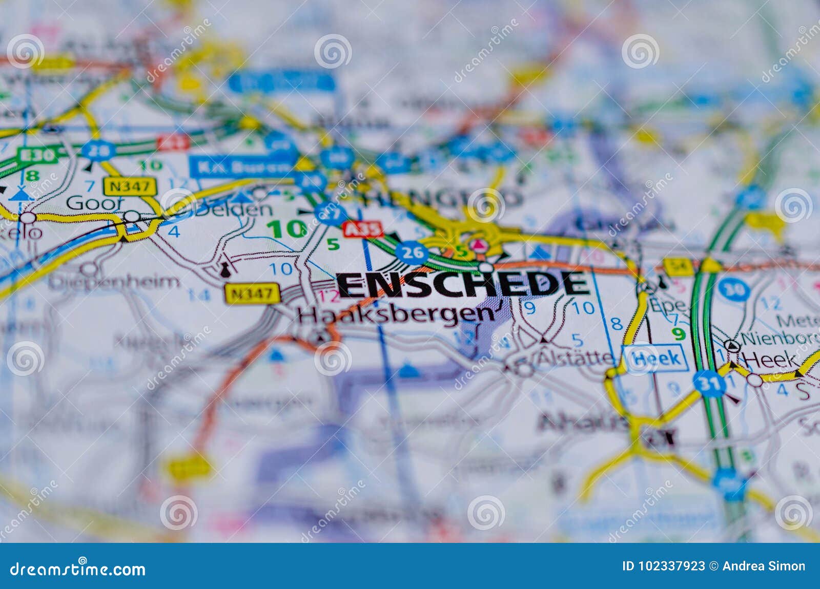 Enschede on map stock image. Image of highway, travel - 102337923
