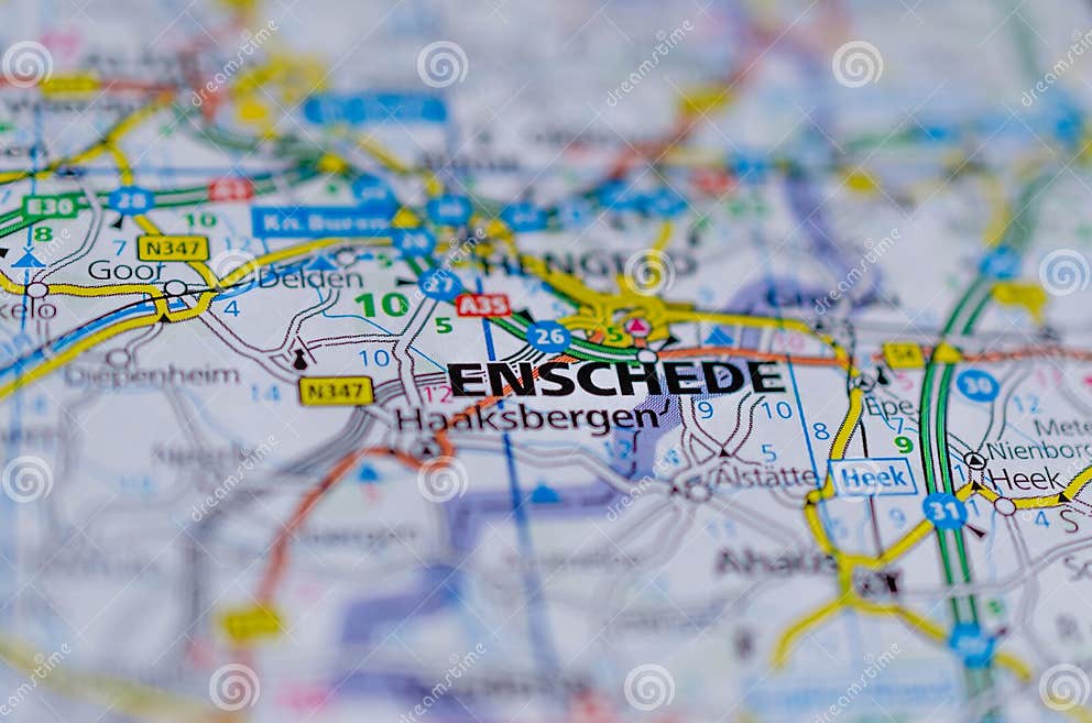 Enschede on map stock image. Image of highway, travel - 102337923
