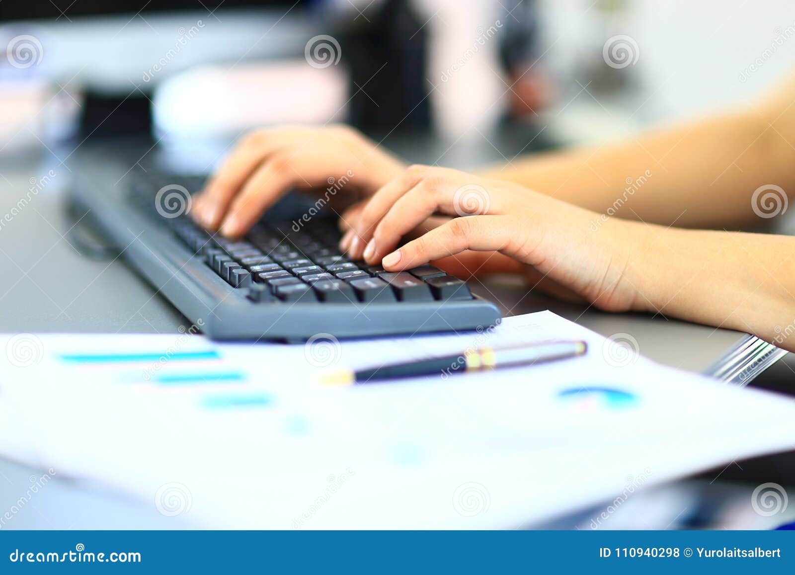 Close-up Shot of a Female Learner Typing Stock Photo - Image of ...