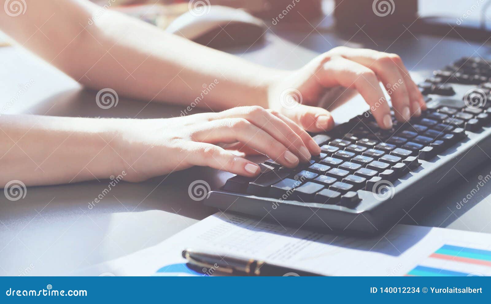 Close-up Shot of a Female Learner Typing the Keyboard Stock Photo ...