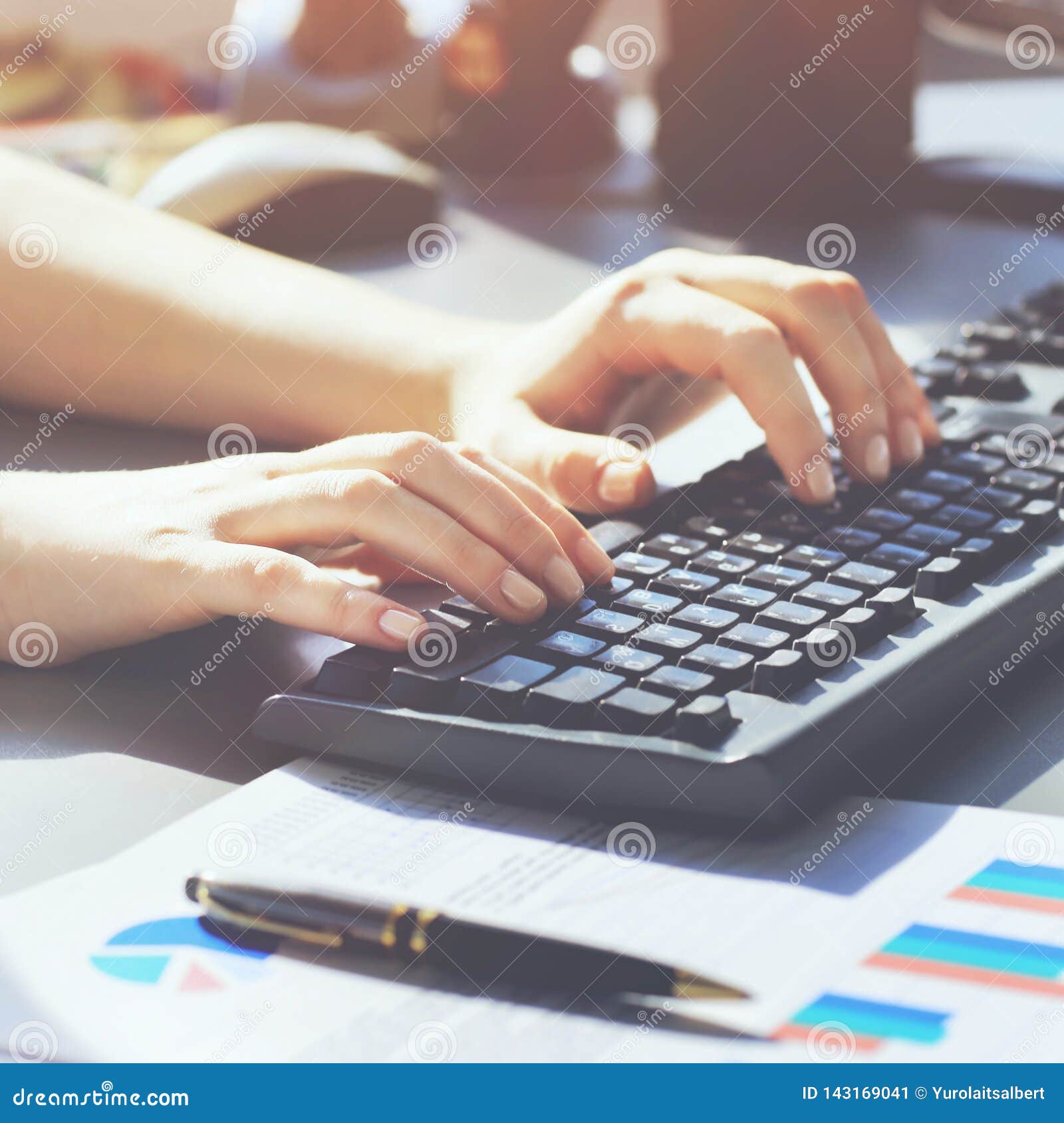 Close-up Shot of a Female Learner Typing the Keyboard Stock Image ...