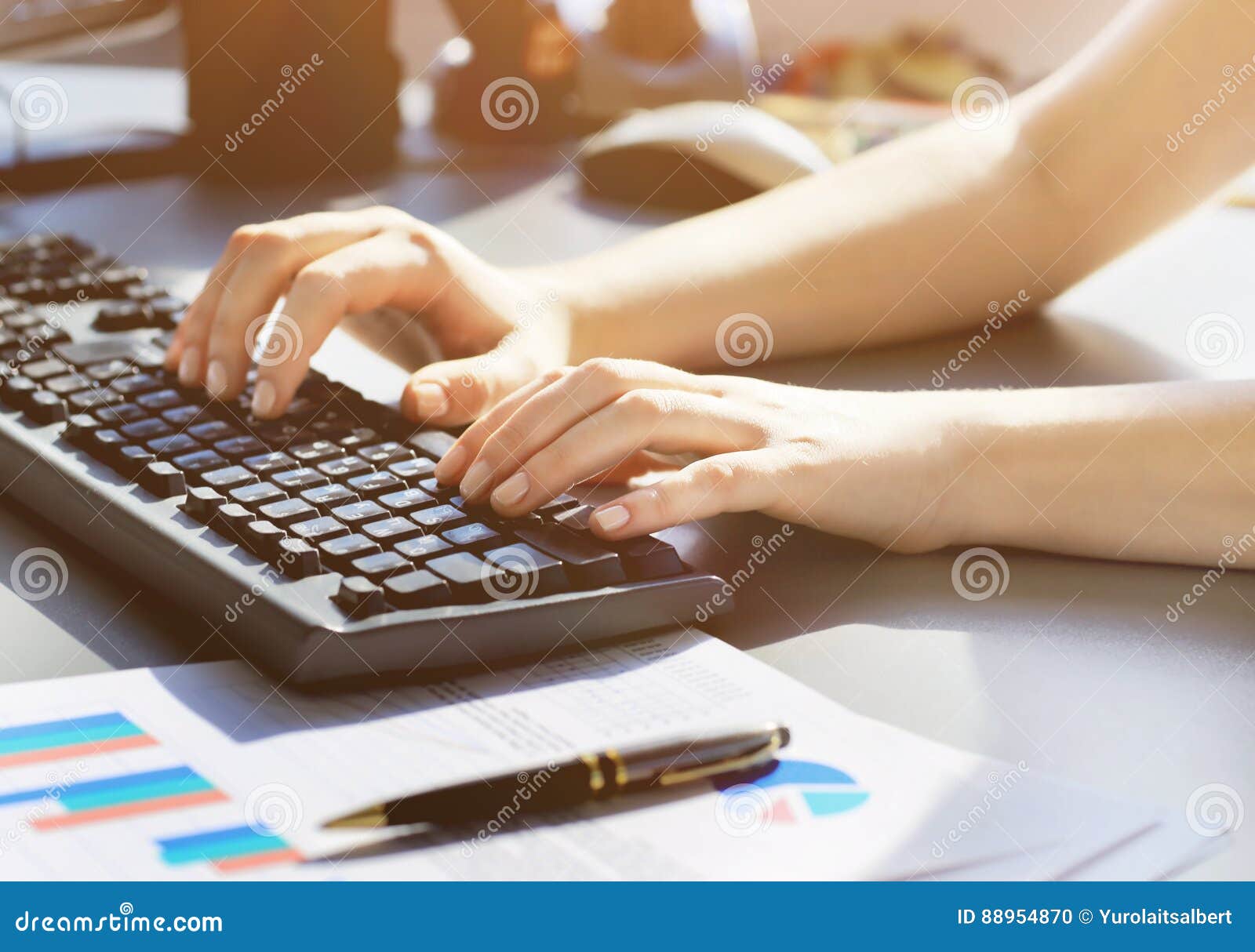 Close-up Shot of a Female Learner Typing the Keyboard Stock Photo ...