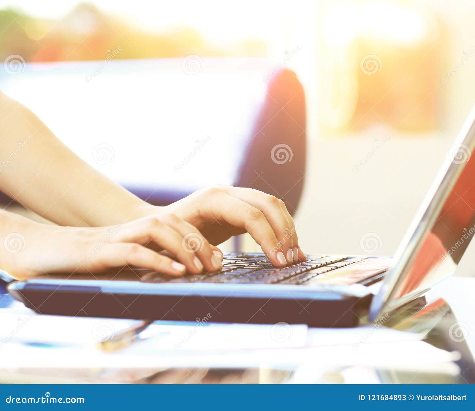 Close-up Shot of a Female Learner Typing the Laptop Keyboard Stock ...