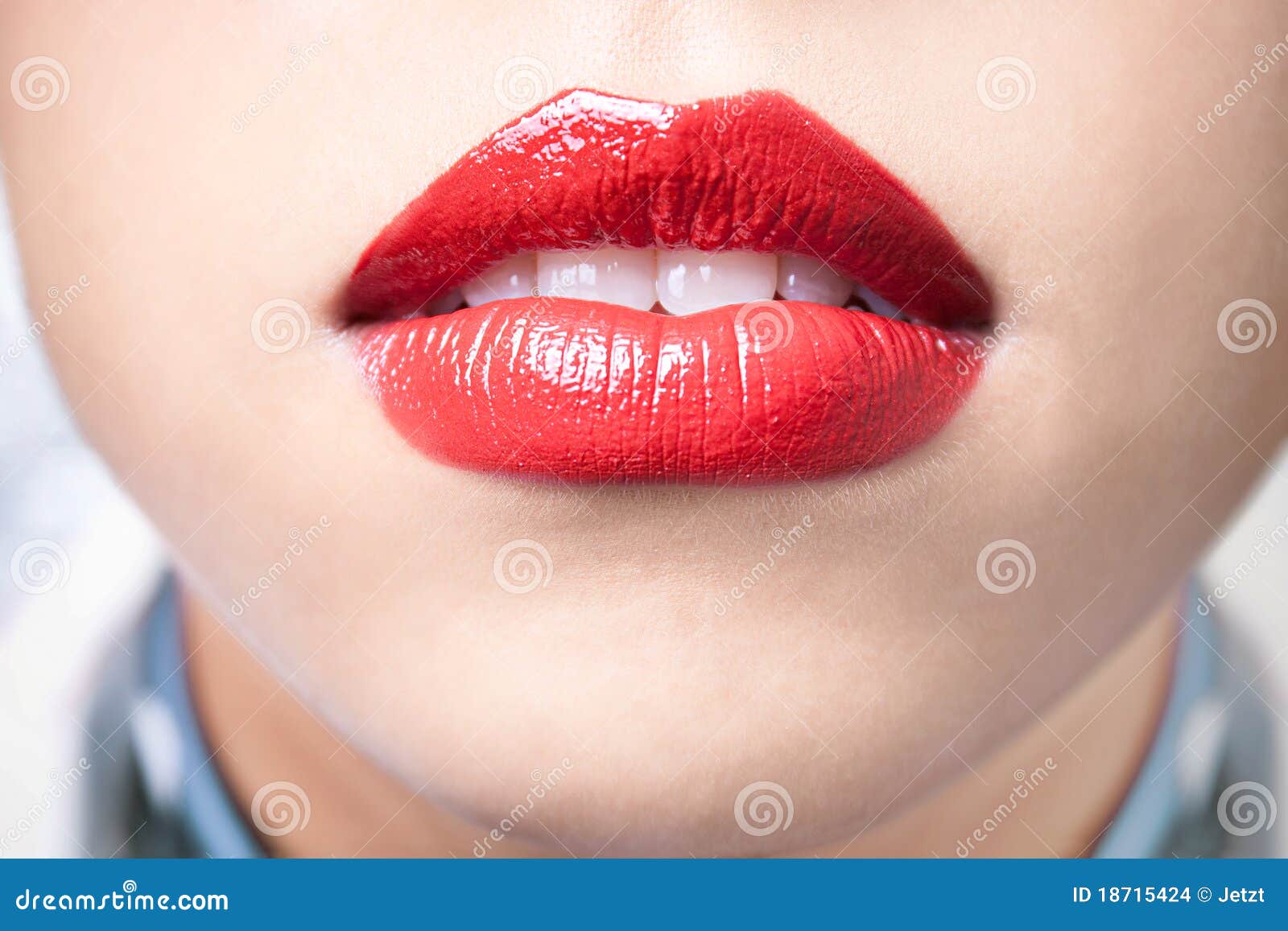 Close-up Shot of Female Lips with Red Lipstick Stock Photo - Image of ...