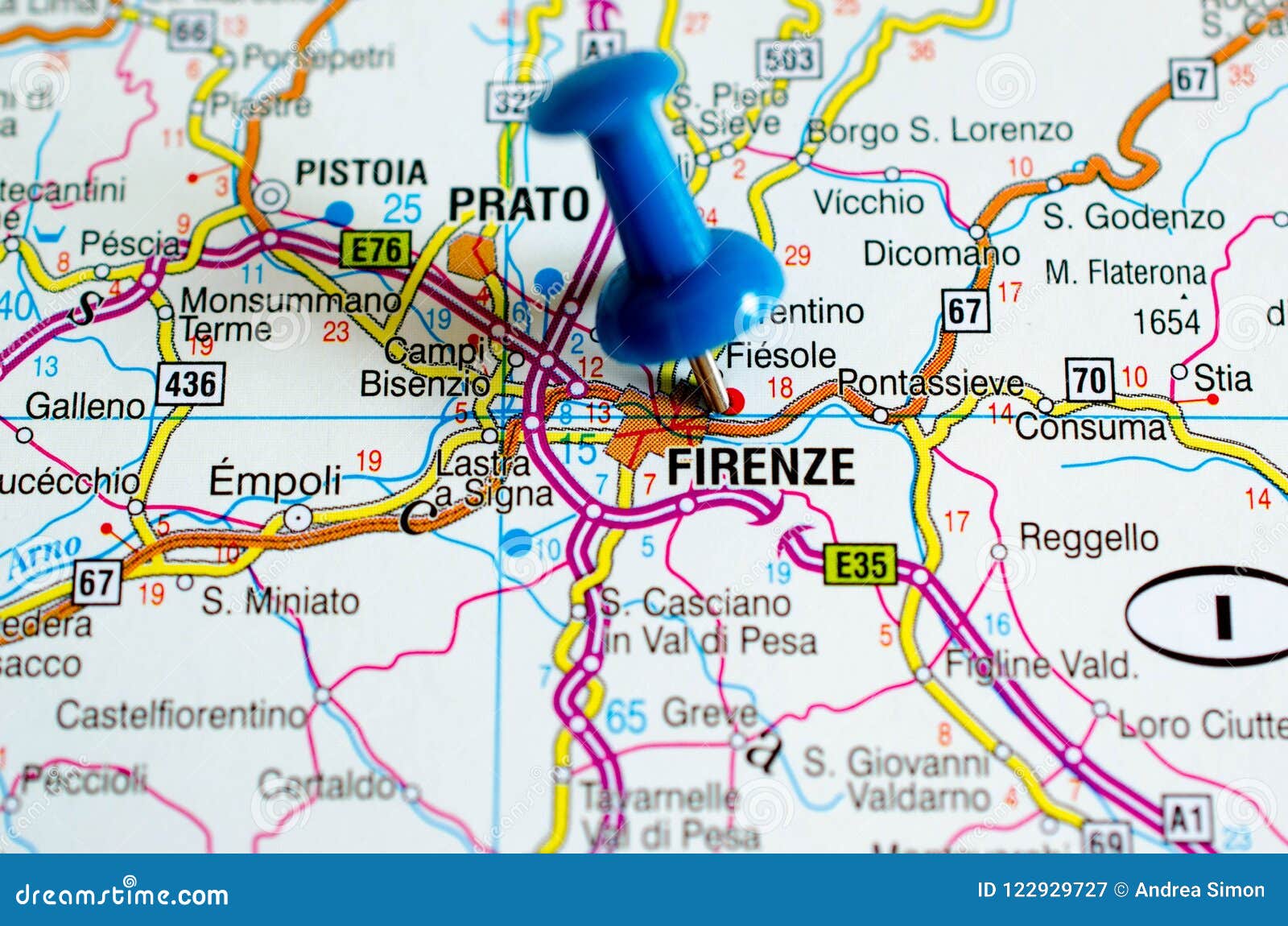 Florence on map stock image. Image of blue, paper, highway - 122929727